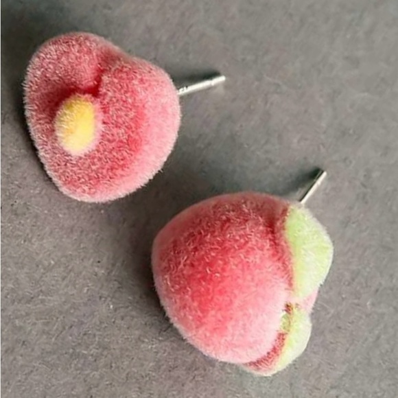 Accessories | Fuzzy Peaches Furry Fluffy Flocked Sliced Halved Peach ...